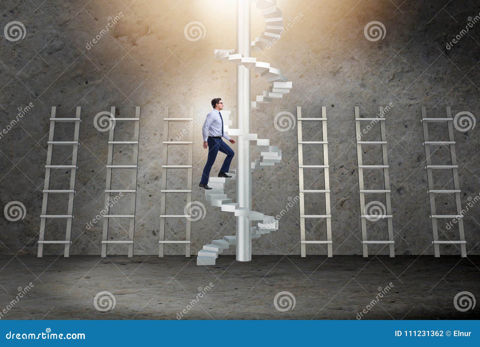 The Career Progression Concept with Ladders and Staircase Stock Photo ...