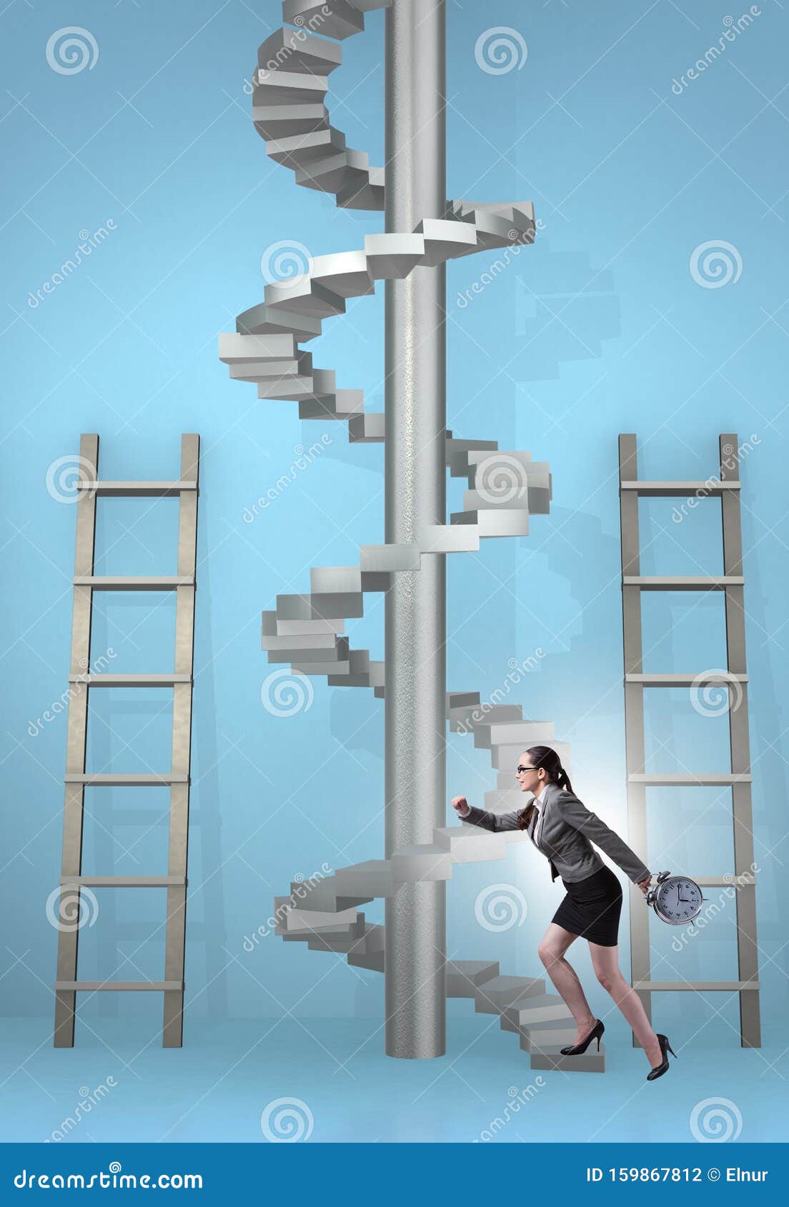 The Career Progression Concept with Ladders and Staircase Stock Photo ...