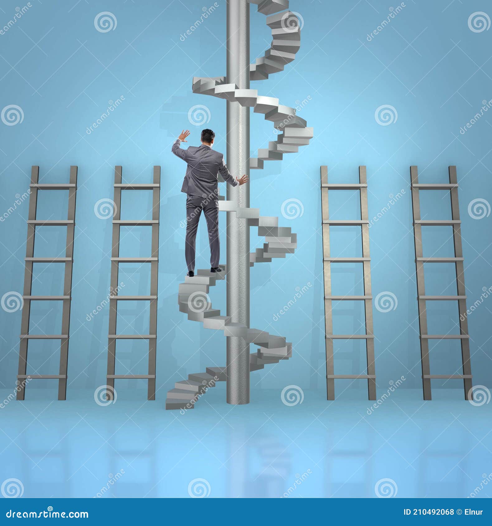 Career Progression Concept with Ladders and Staircase Stock Photo ...