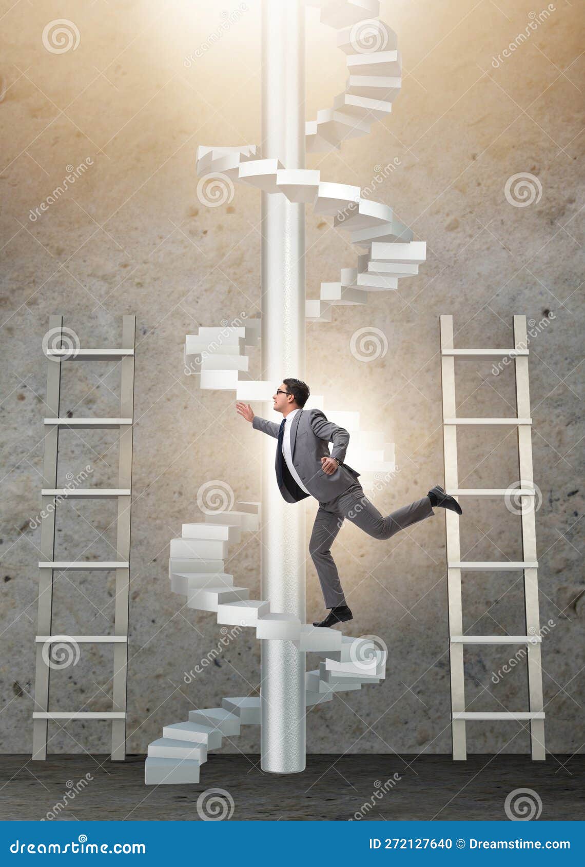 Career Progression Concept with Ladders and Staircase Stock Photo ...