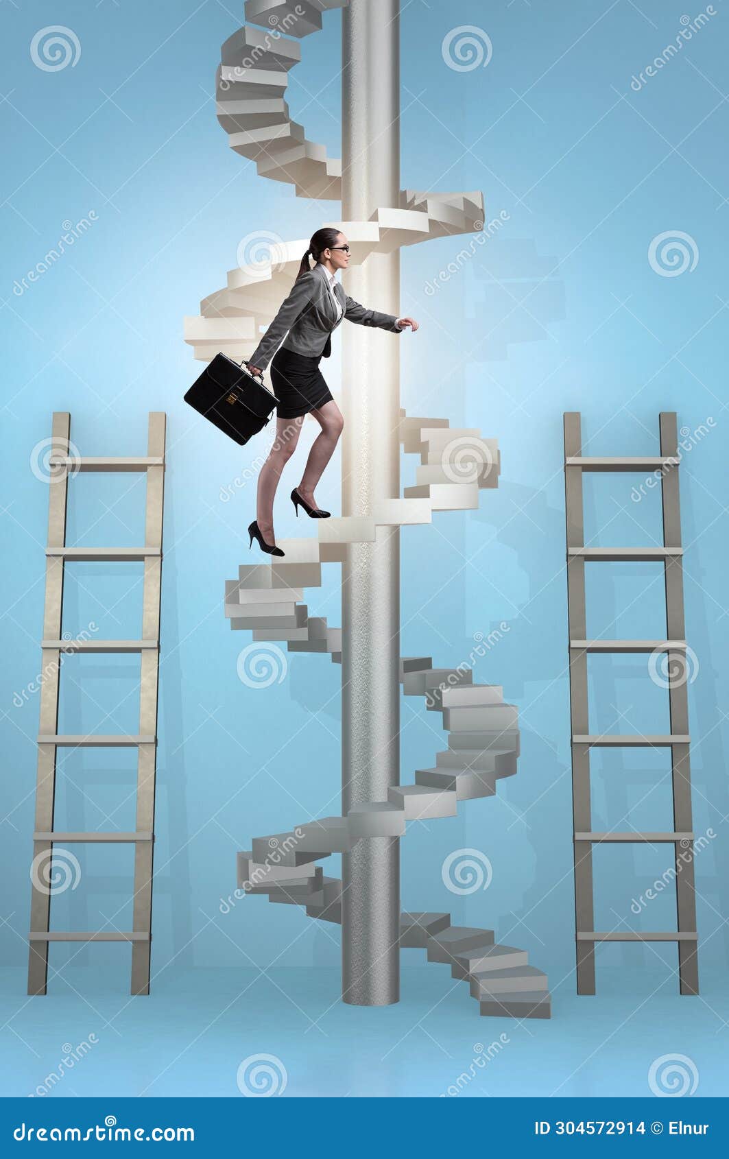 Career Progression Concept with Ladders and Staircase Stock Photo ...