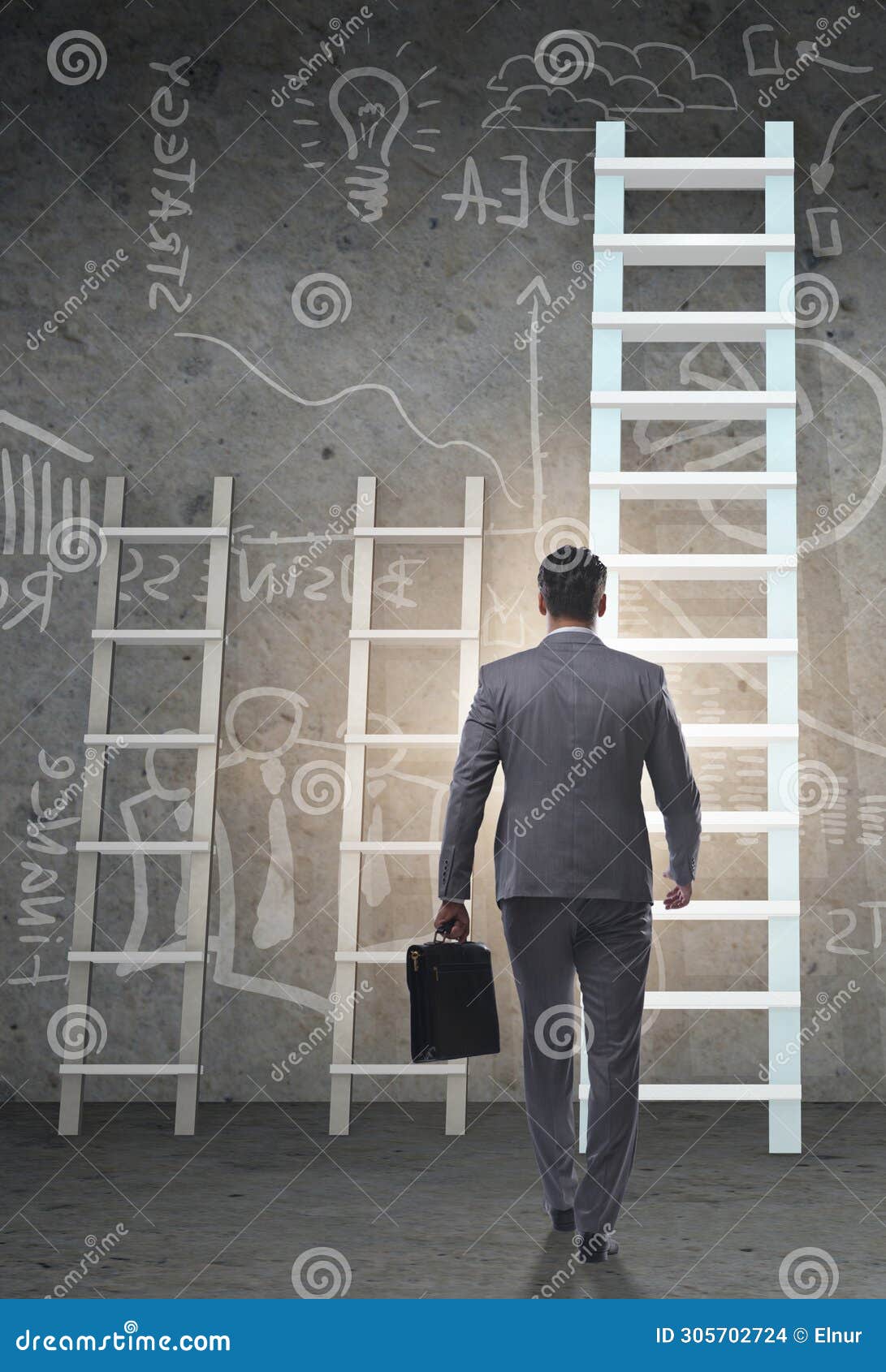 Career Progression Concept with Various Ladders Stock Photo - Image of ...
