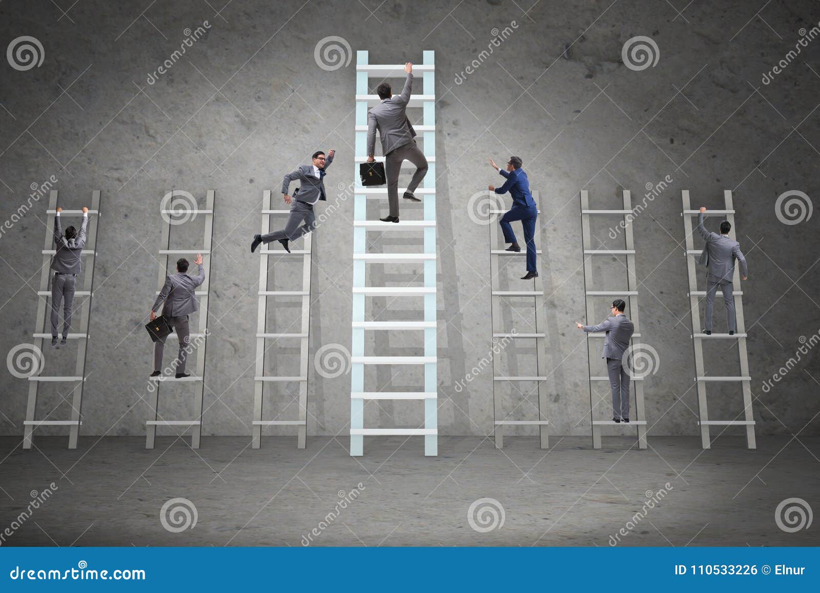 The Career Progression Concept with Various Ladders Stock Photo - Image ...