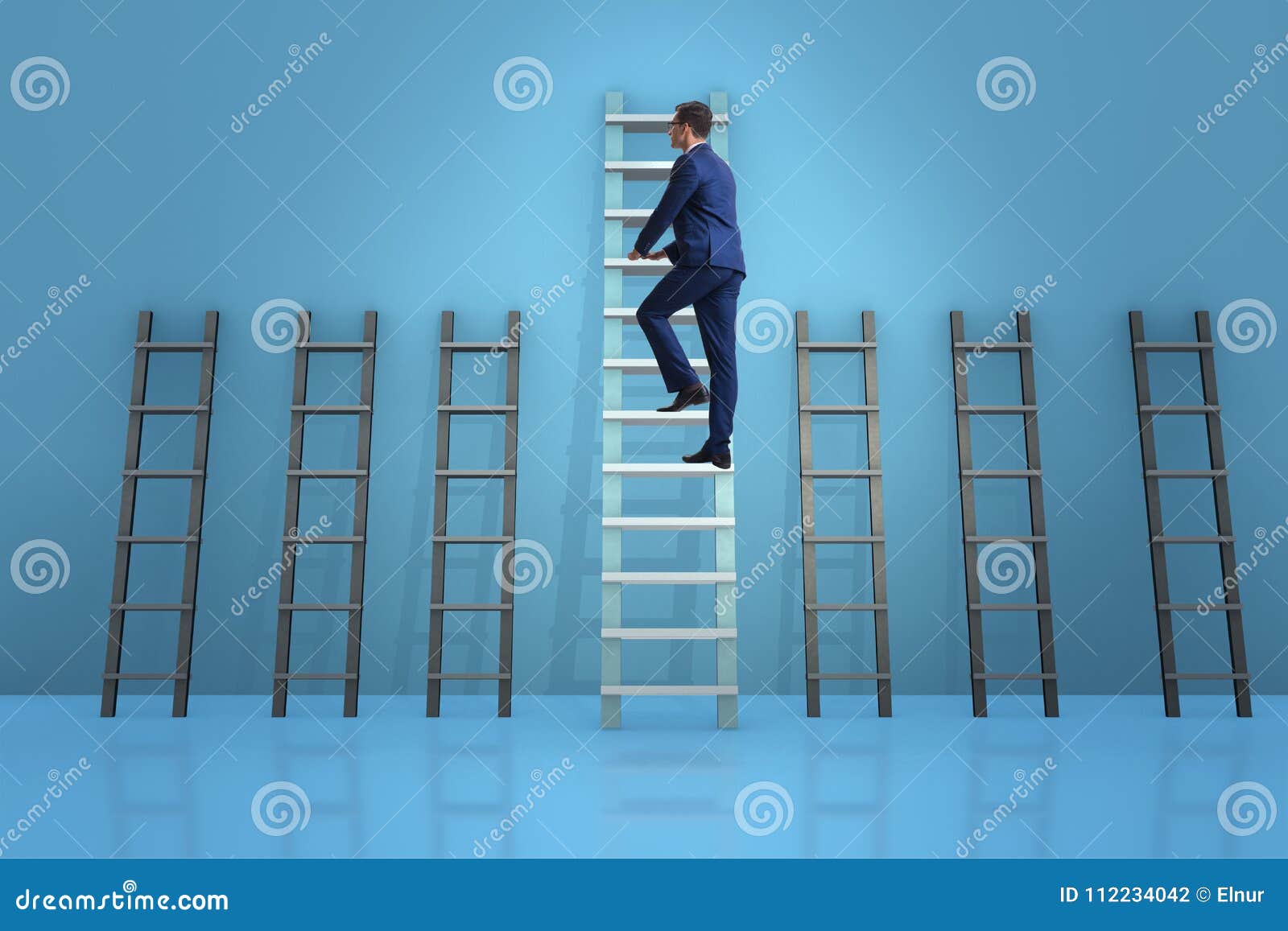 The Career Progression Concept with Various Ladders Stock Photo - Image ...