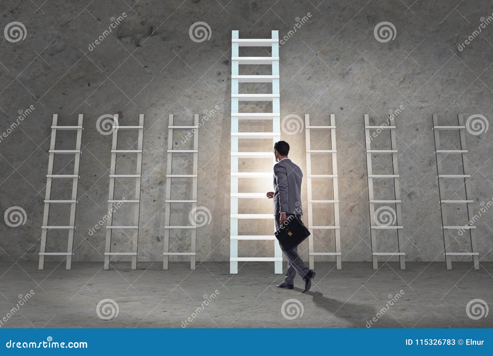 The Career Progression Concept with Various Ladders Stock Illustration ...