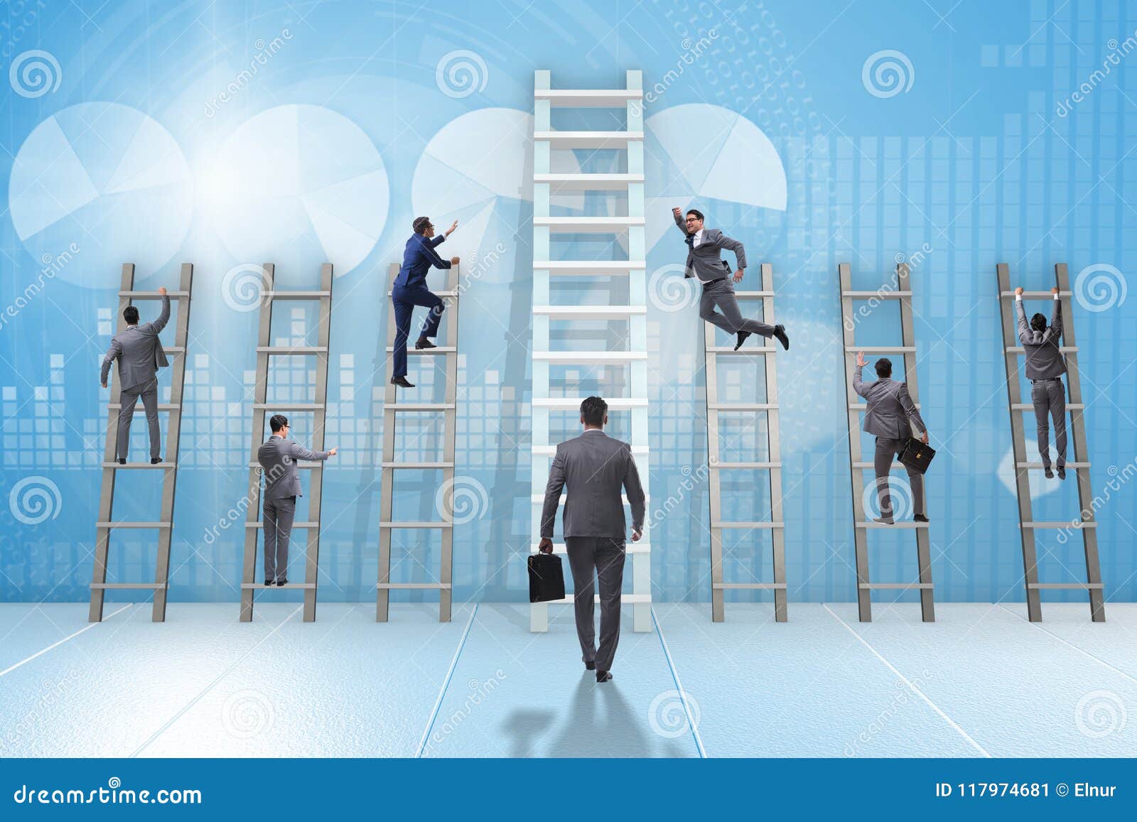 The Career Progression Concept with Various Ladders Stock Image - Image ...