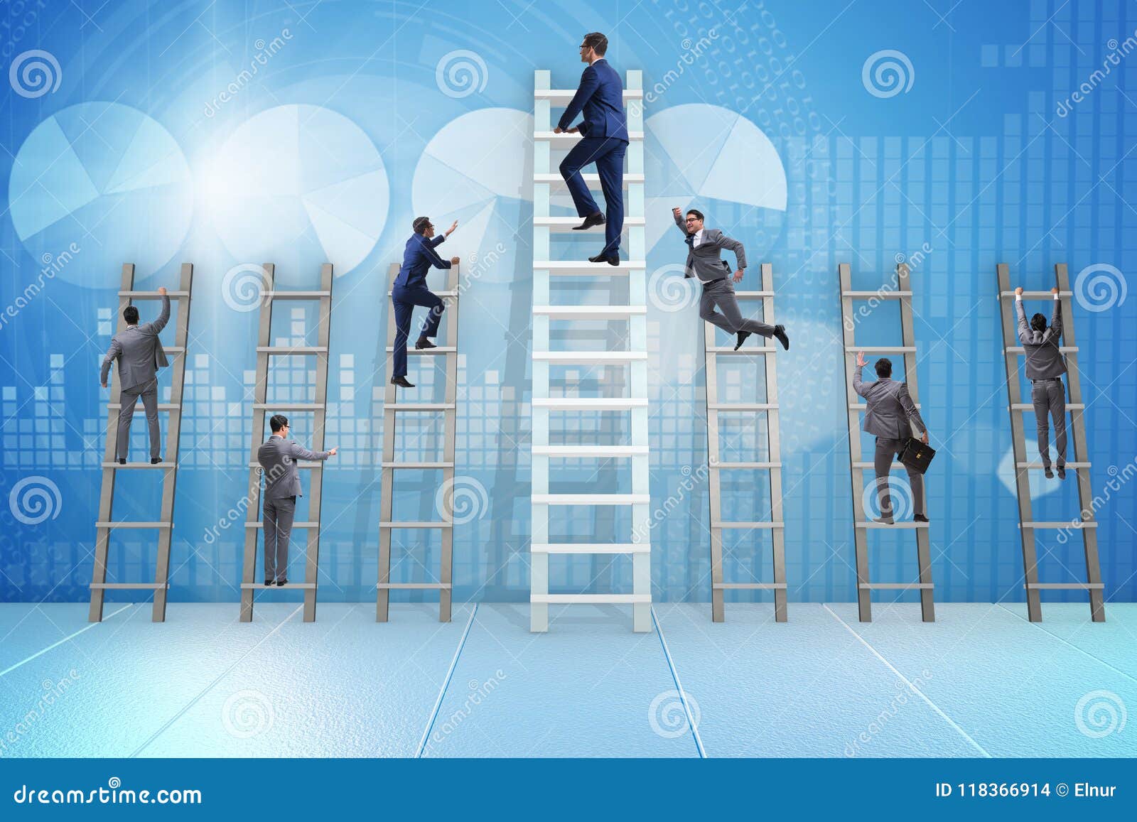 The Career Progression Concept with Various Ladders Stock Photo - Image ...