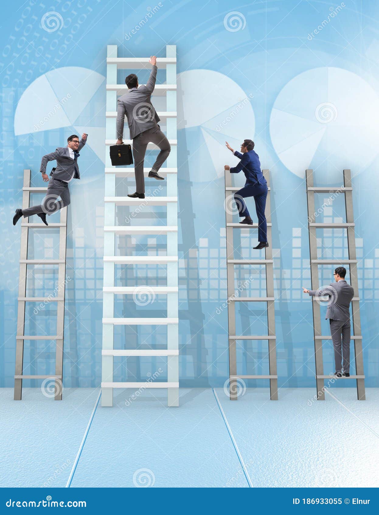 Career Progression Concept with Various Ladders Stock Image - Image of ...
