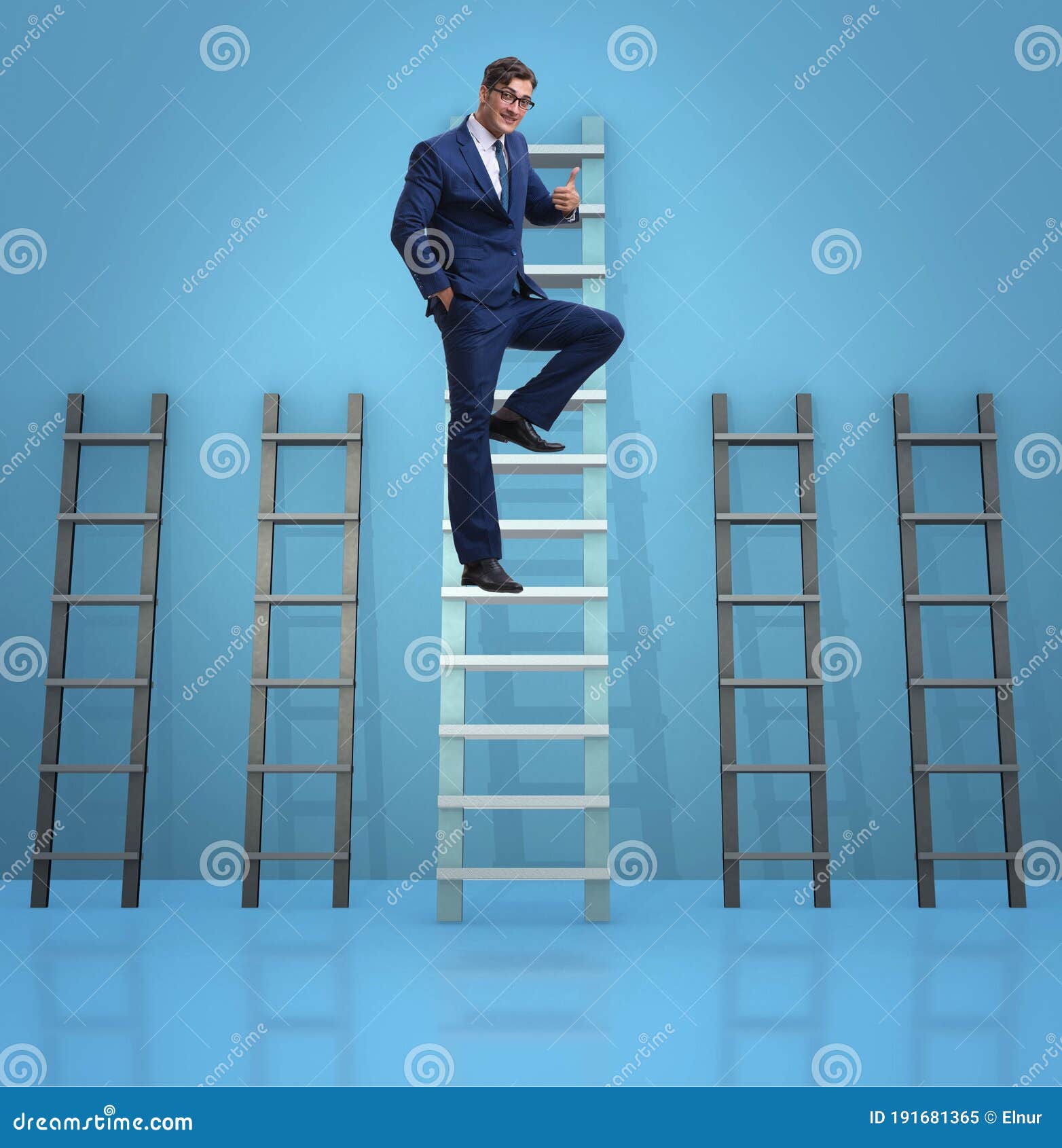 Career Progression Concept with Various Ladders Stock Image - Image of ...