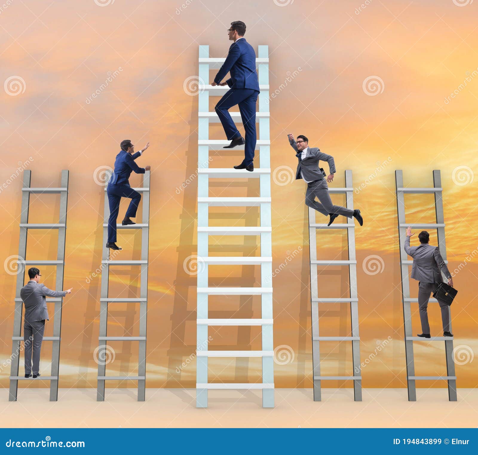 Career Progression Concept with Various Ladders Stock Image - Image of ...