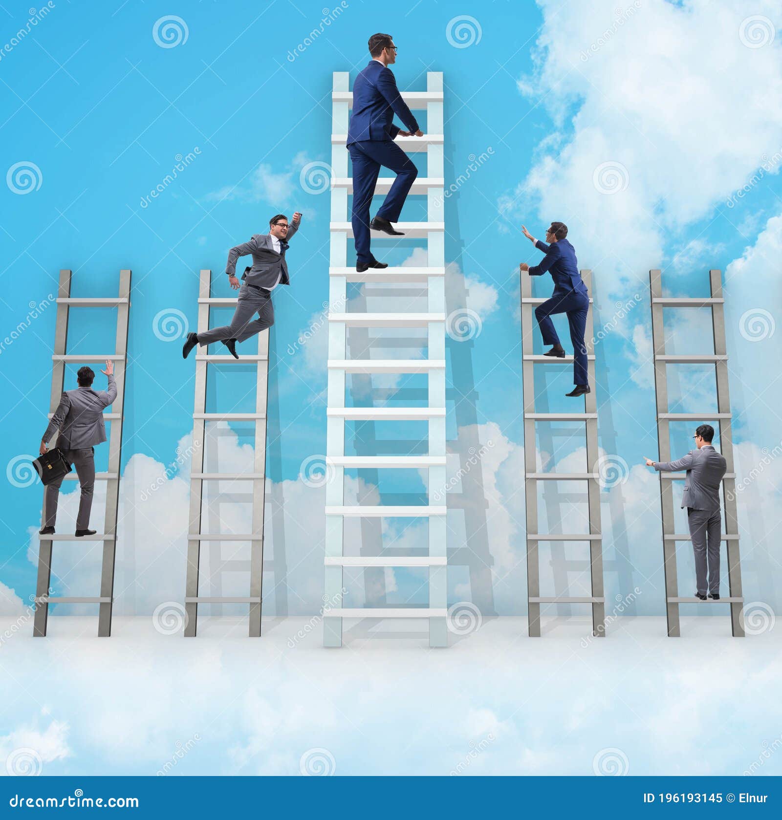 Career Progression Concept with Various Ladders Stock Image - Image of ...