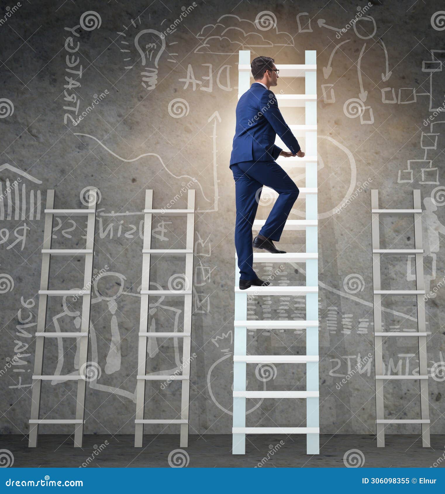 Career Progression Concept with Various Ladders Stock Image - Image of ...