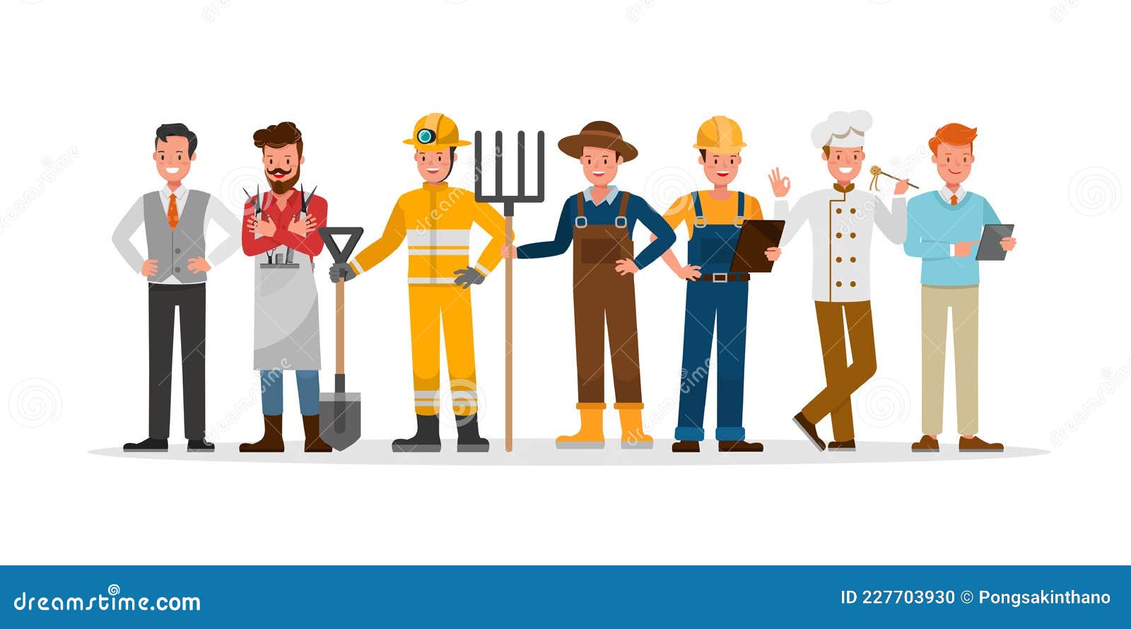 Career Staff Character Vector Design Include Farmer, Businessman ...
