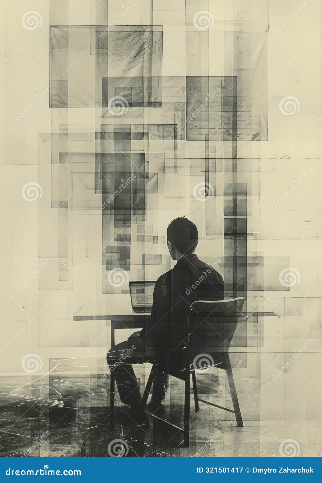 Career Stagnation, a Man in an Office, Staring Blankly at a Computer ...