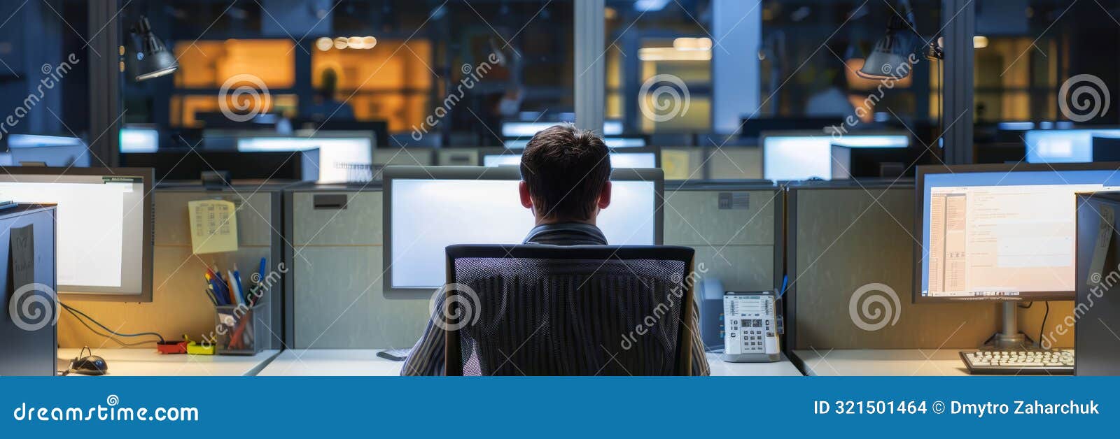 Career Stagnation, a Man in an Office, Staring Blankly at a Computer ...