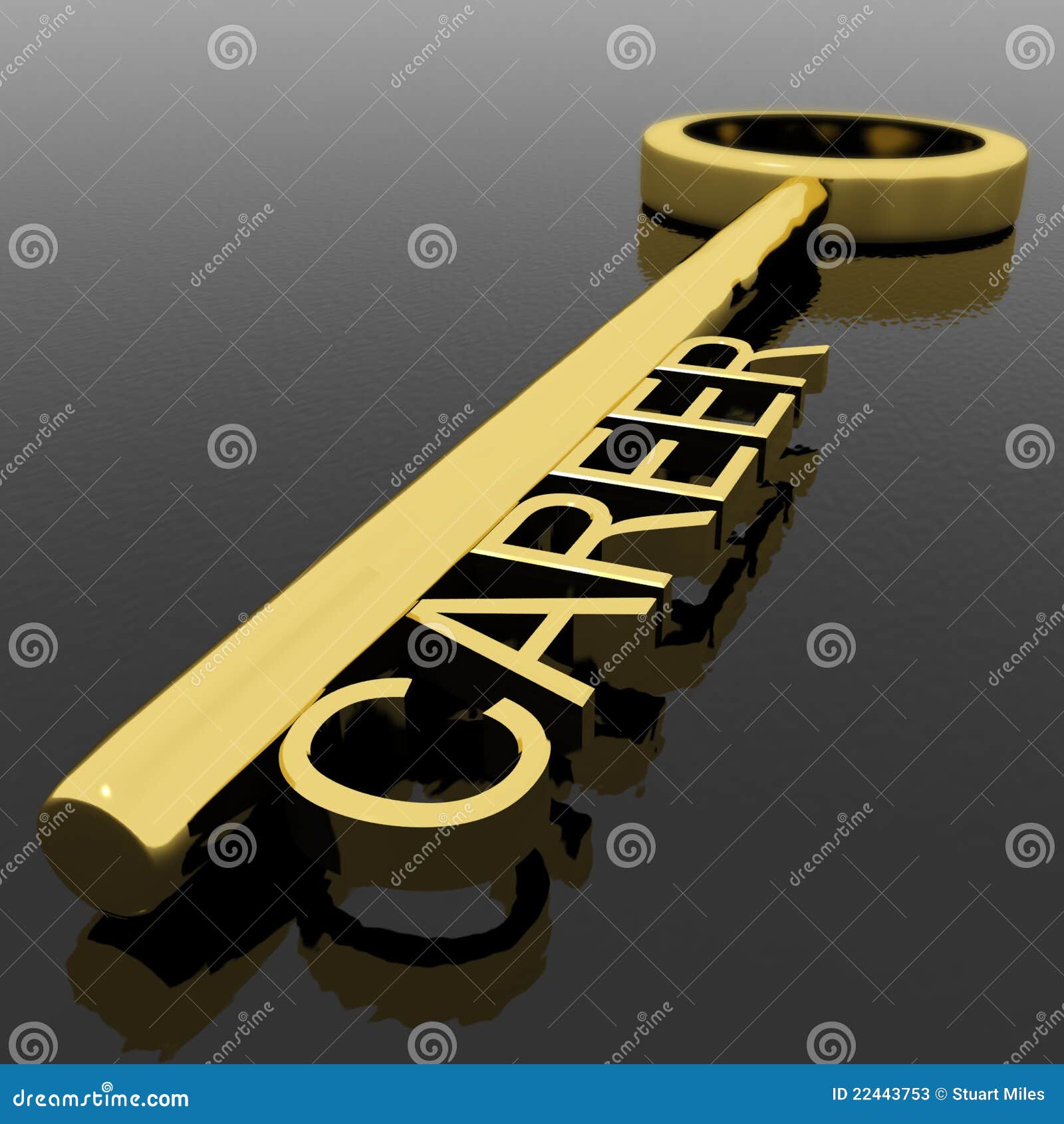 Career Text on a Gold Key with Black Background Stock Illustration ...