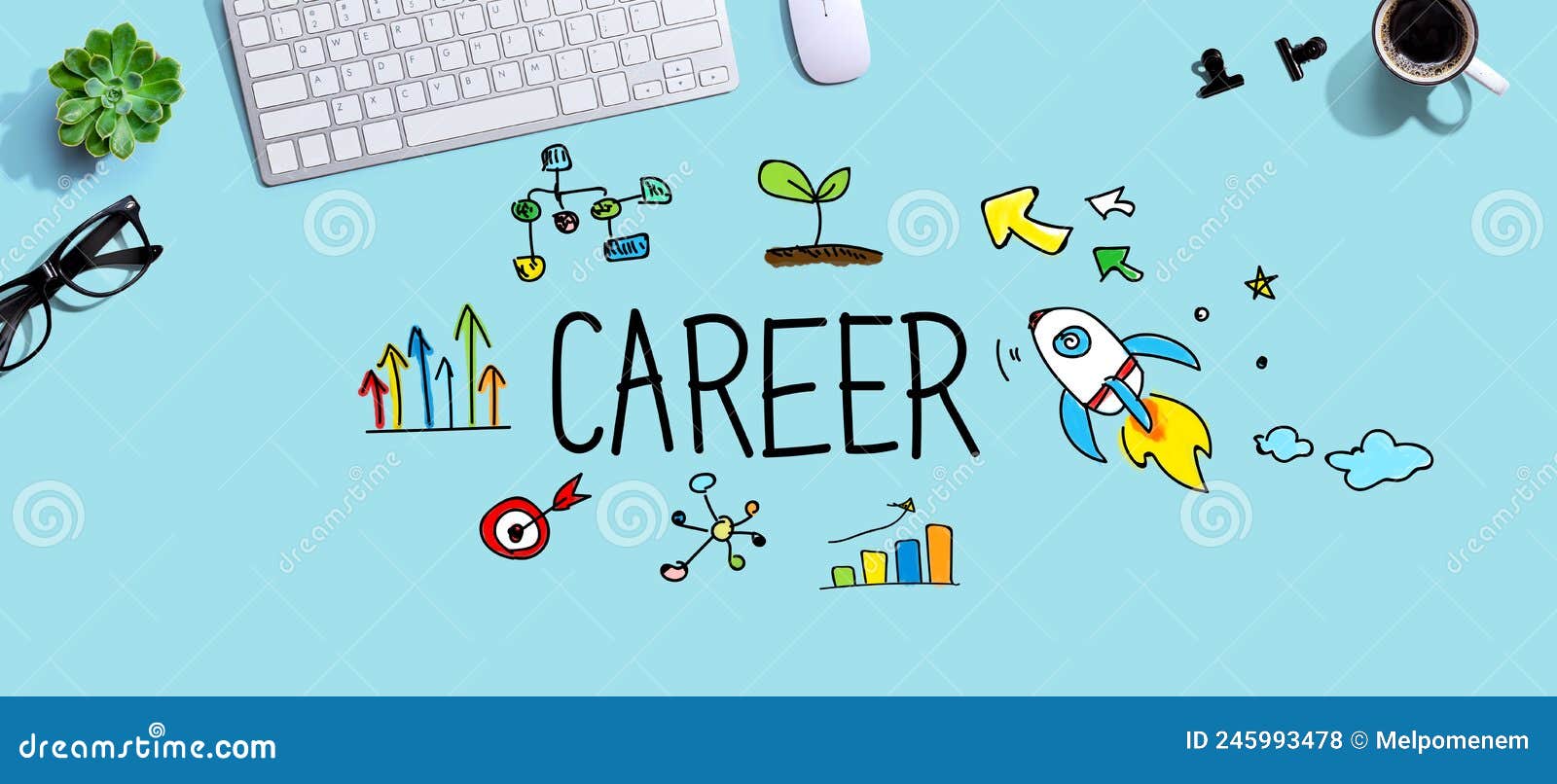 Career Theme with a Computer Keyboard Stock Photo - Image of ...