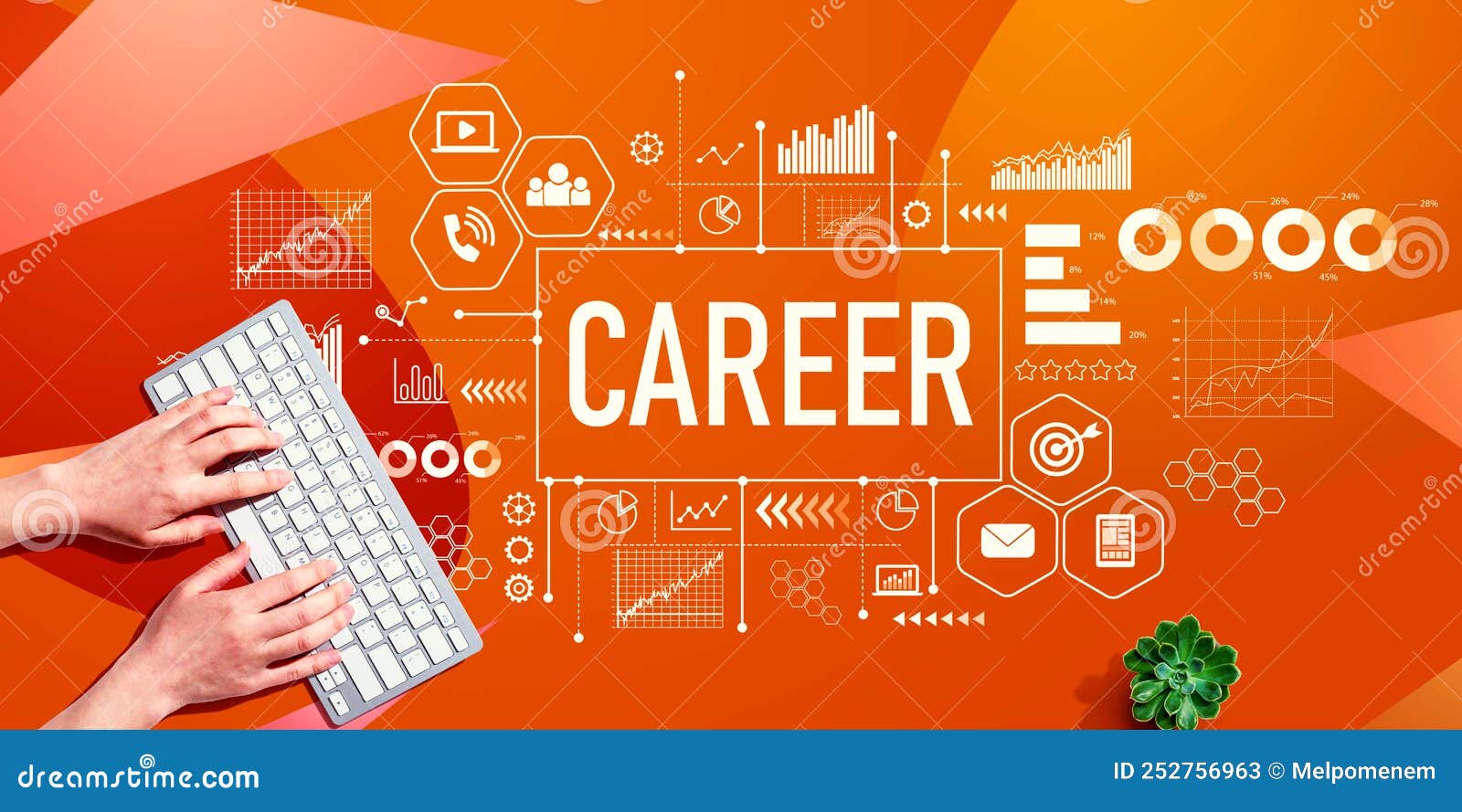 Career Theme with Person Using Computer Keyboard Stock Image - Image of ...