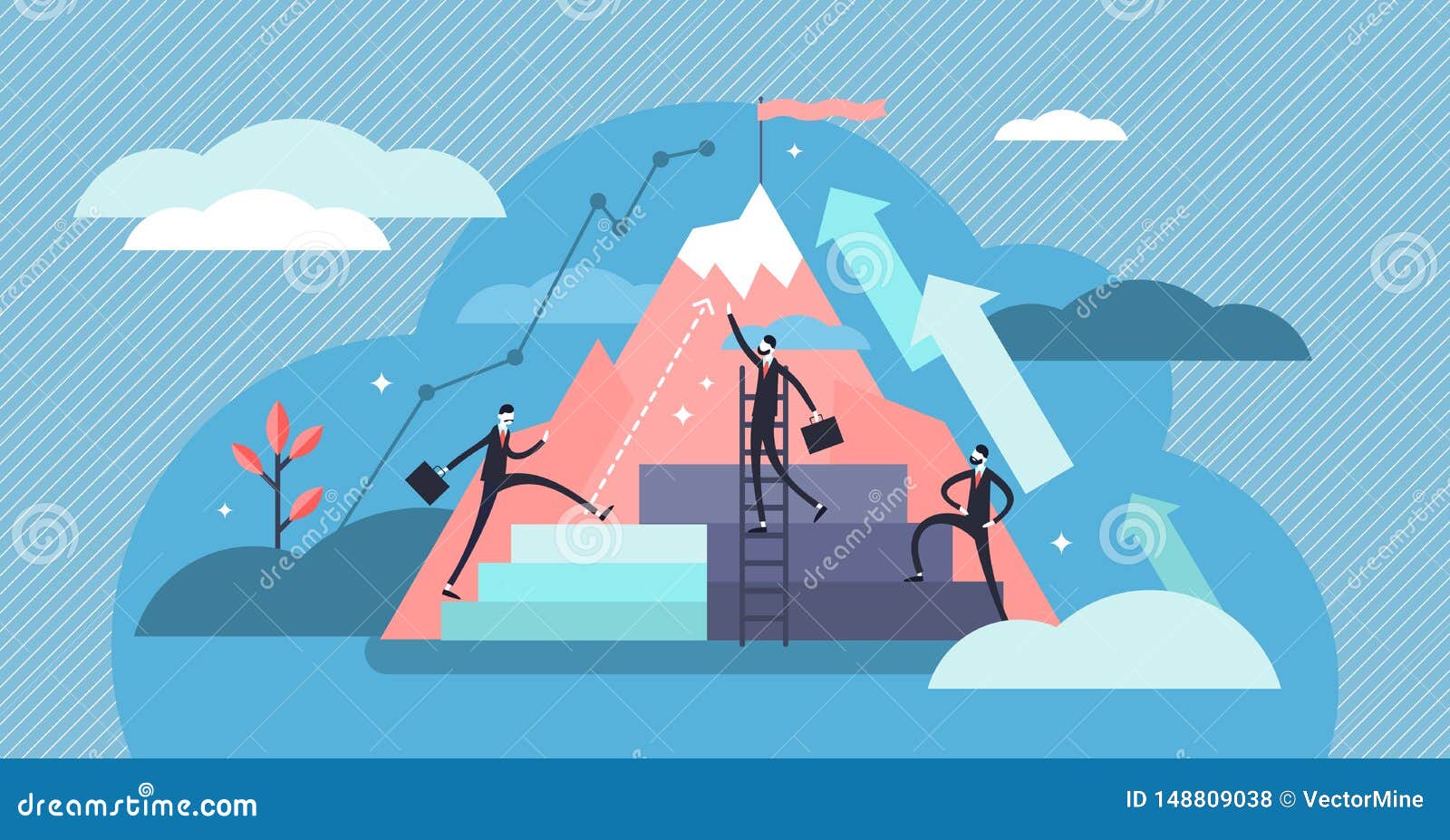 Career Vector Illustration. Flat Tiny Work Growth Progress Persons ...