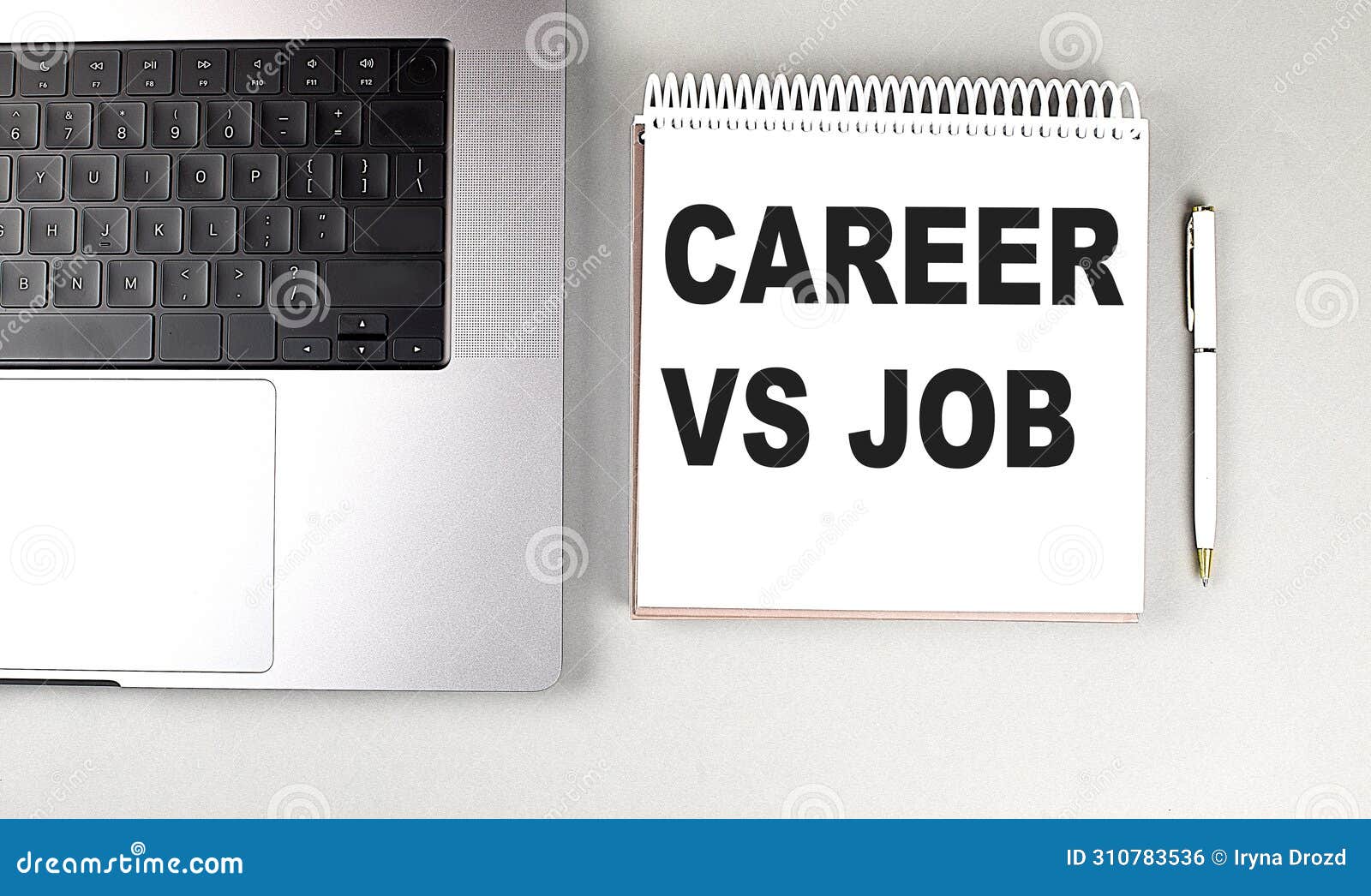 CAREER VS JOB Text on Notebook with Laptop and Pen Stock Photo - Image ...