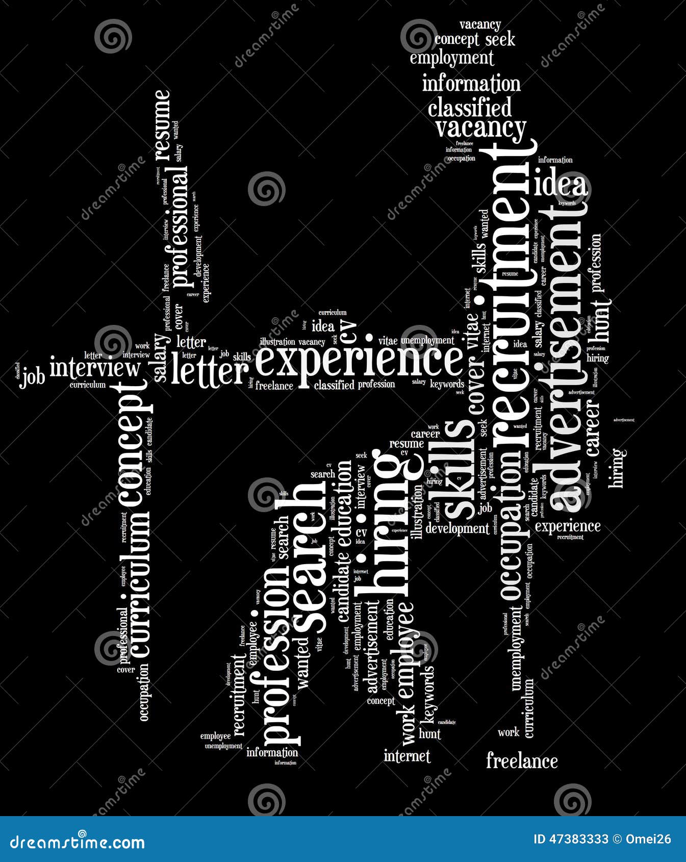 Career Word Cloud in Man with Computer Shape Stock Illustration ...