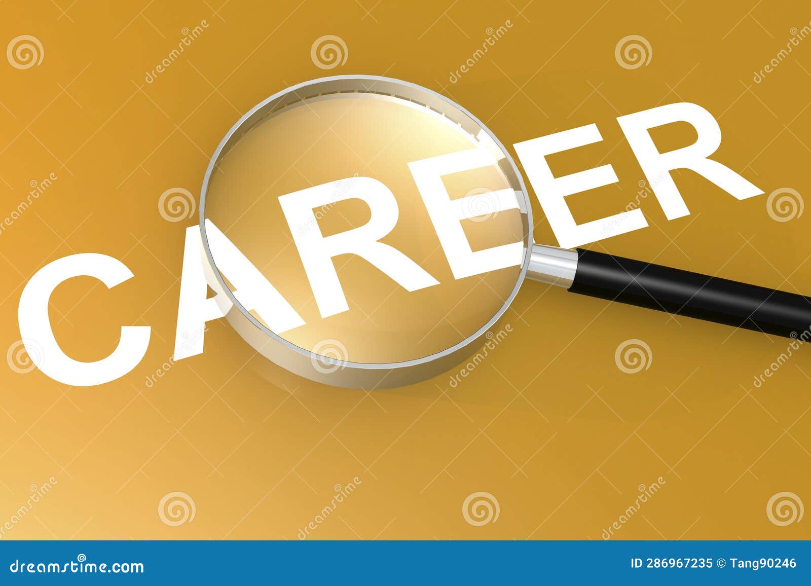 Career Word with Magnifying Glass Stock Illustration - Illustration of ...