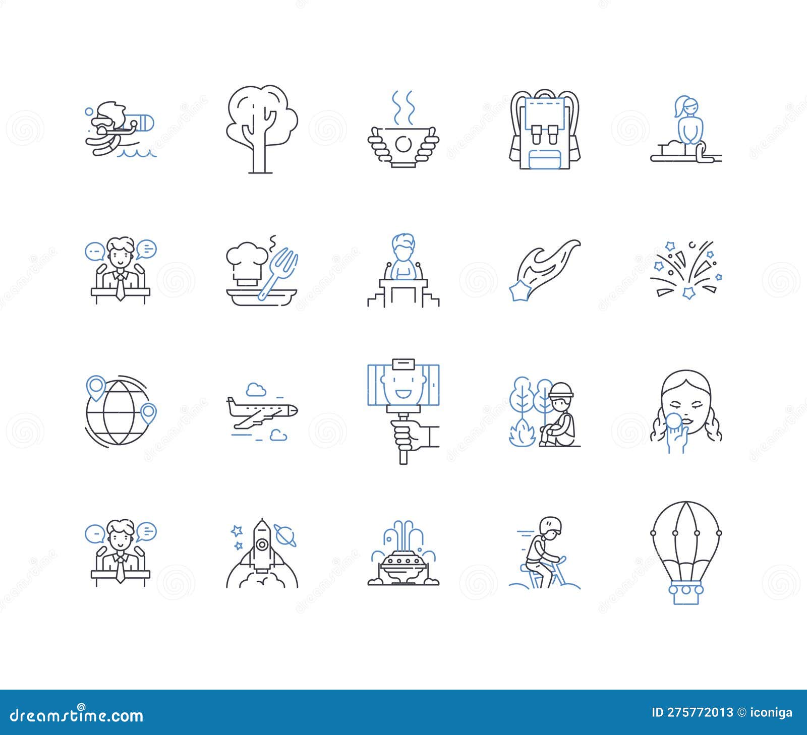 Carefree Amusement Line Icons Collection. Fun, Playful, Lighthearted ...