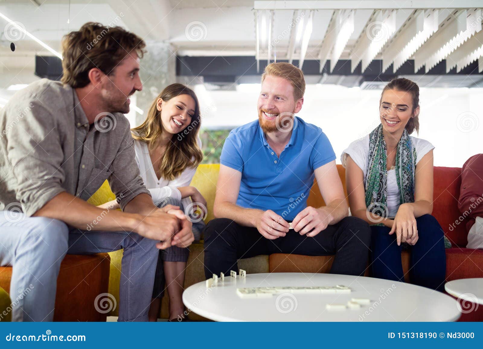 Carefree Diverse Office Workers Having Fun during Work Break Stock ...