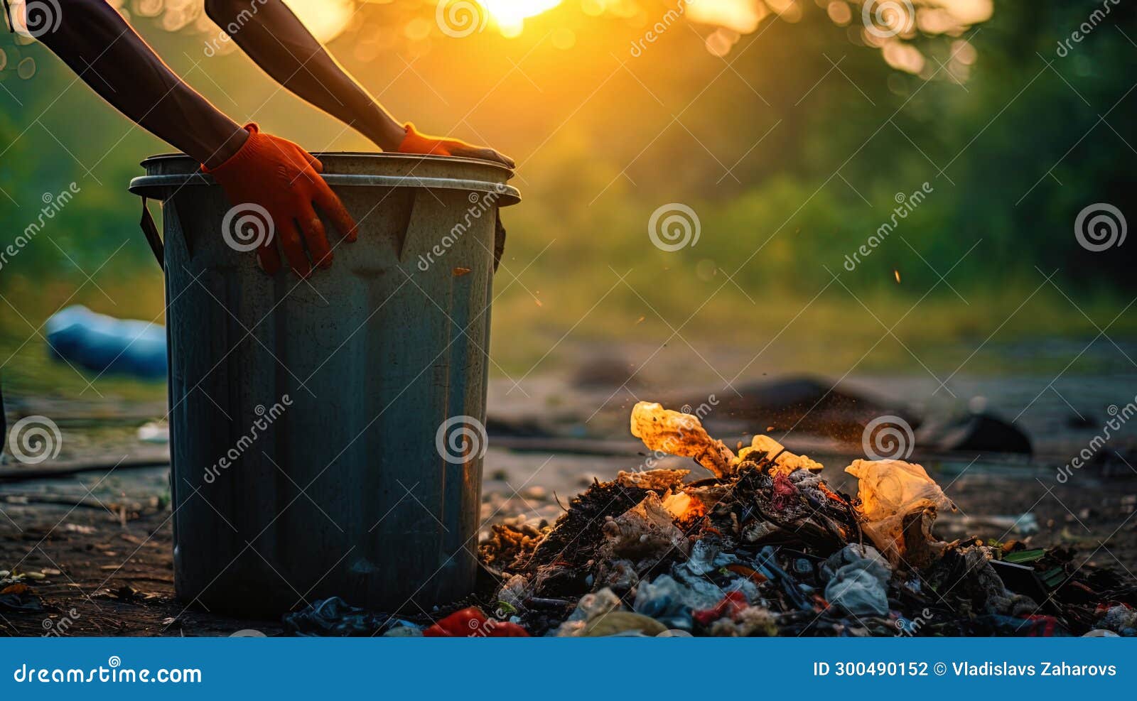 Careful Attitude To Nature: Hands Throw Garbage into Containers Stock ...