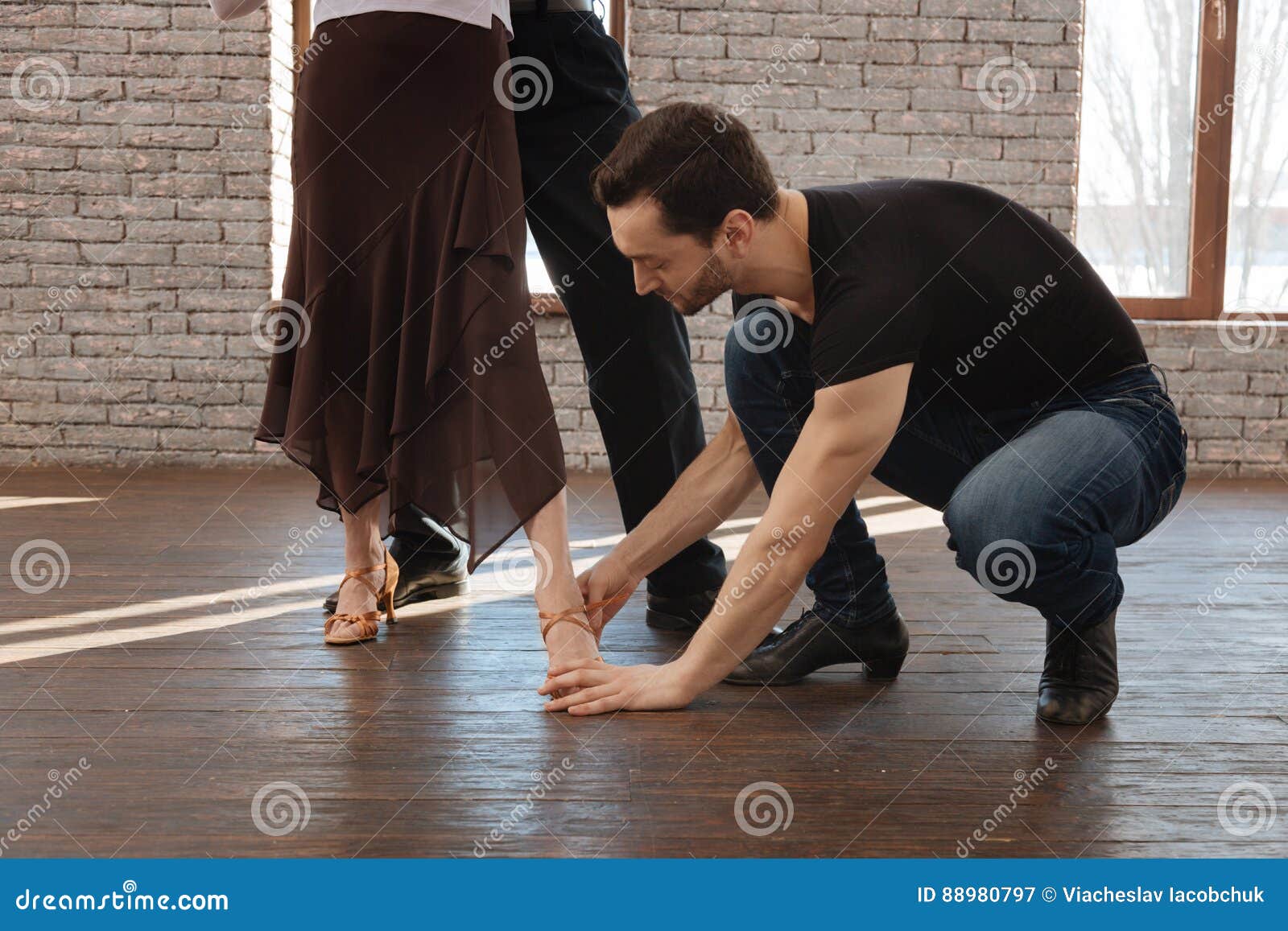 Careful Dance Couch Teaching Aged Couple in the Ballroom Stock Image ...