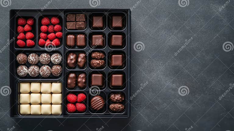 Delightful Assortment of Chocolates Arranged Neatly in a Dark Box for a ...