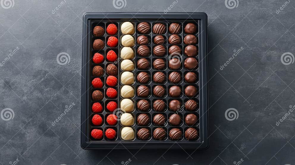 Delightful Assortment of Chocolates Arranged Neatly in a Dark Box for a ...