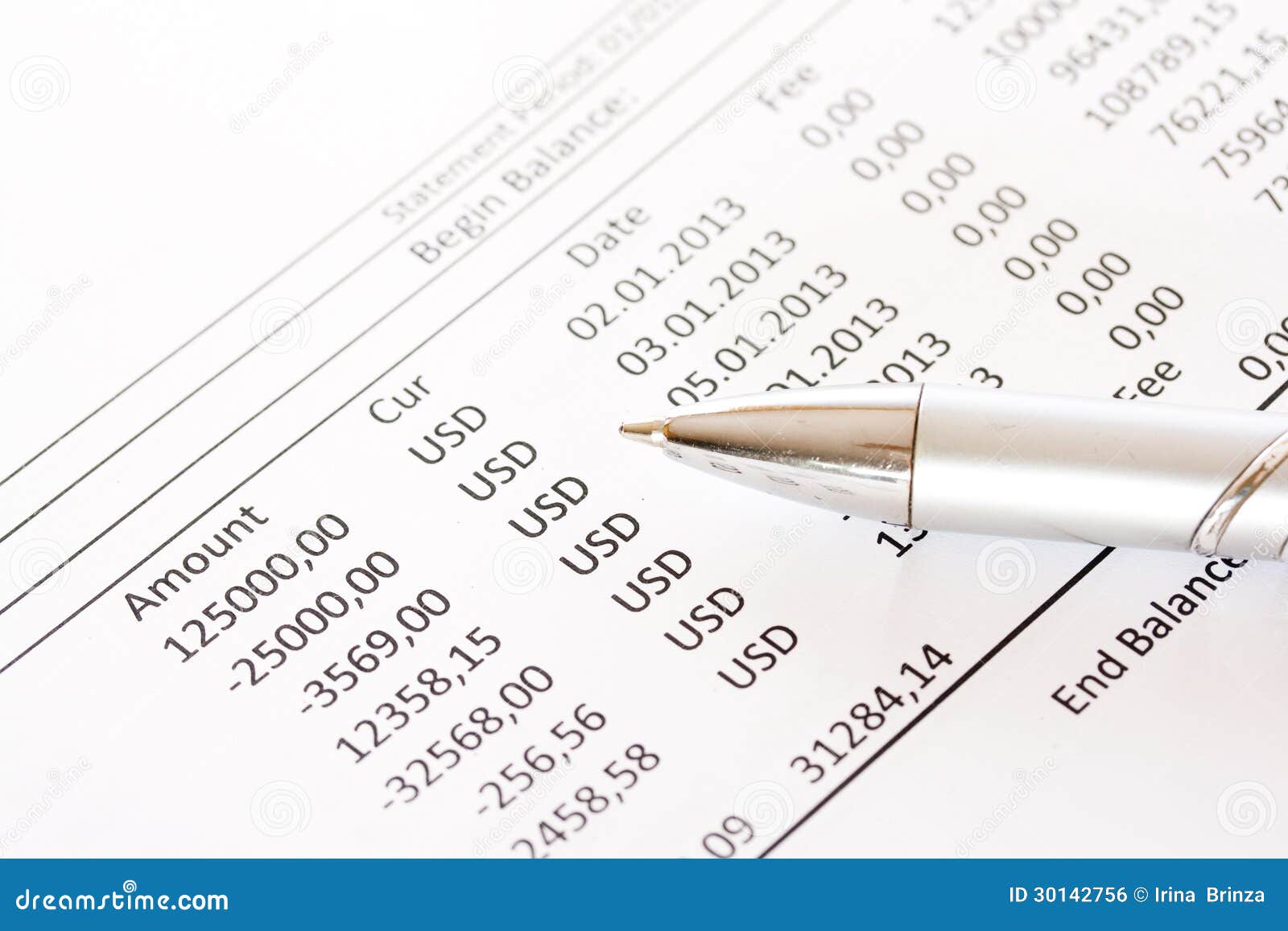 Check the Monthly Bank Account Statement Stock Photo - Image of figure ...