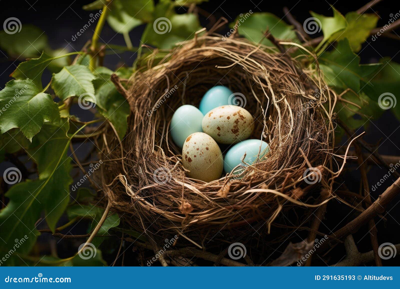 Carefully Crafted Bird Nest with Eggs Inside Stock Image - Image of ...