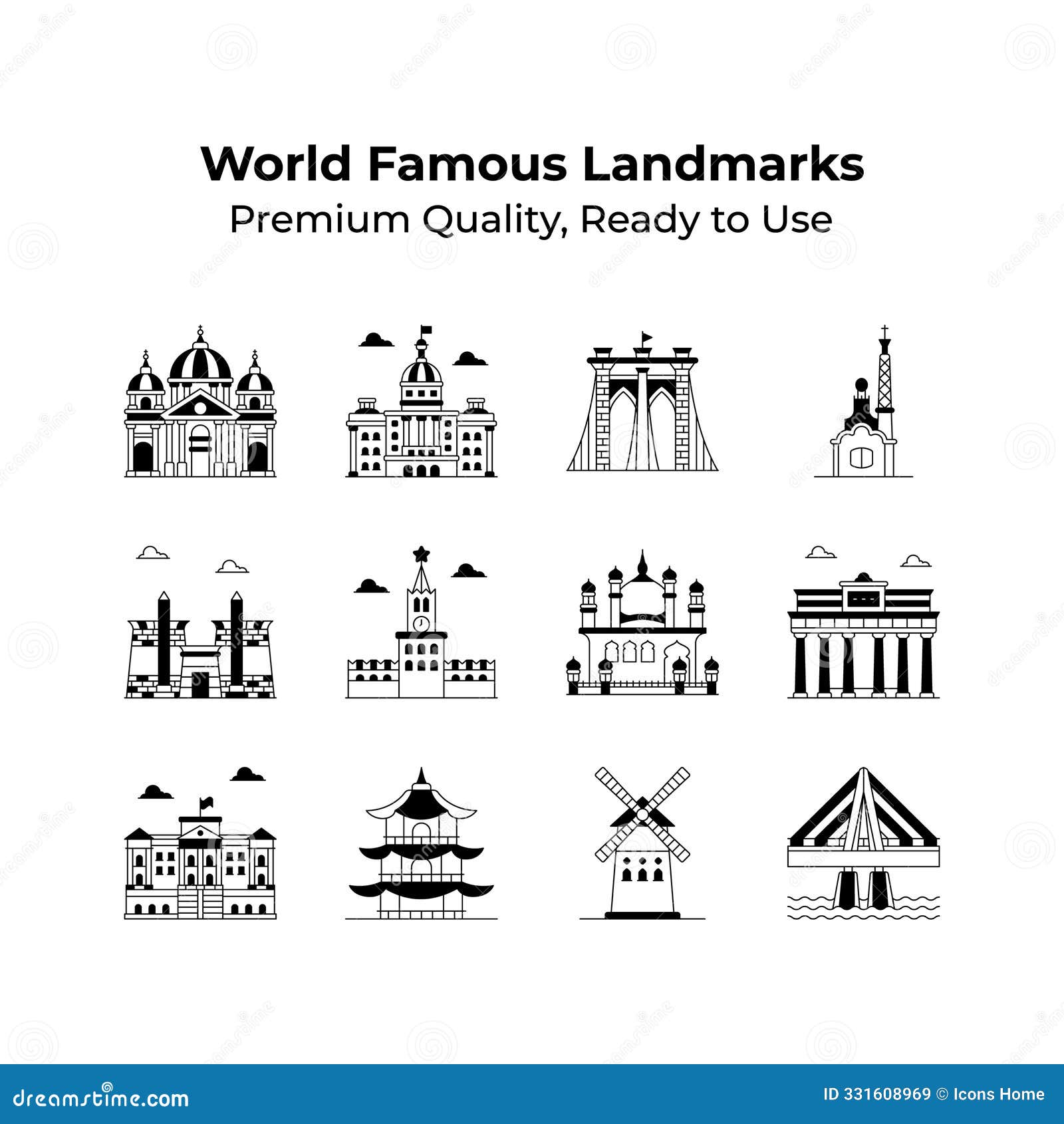 Carefully Crafted World Famous Landmarks Vectors Stock Illustration ...