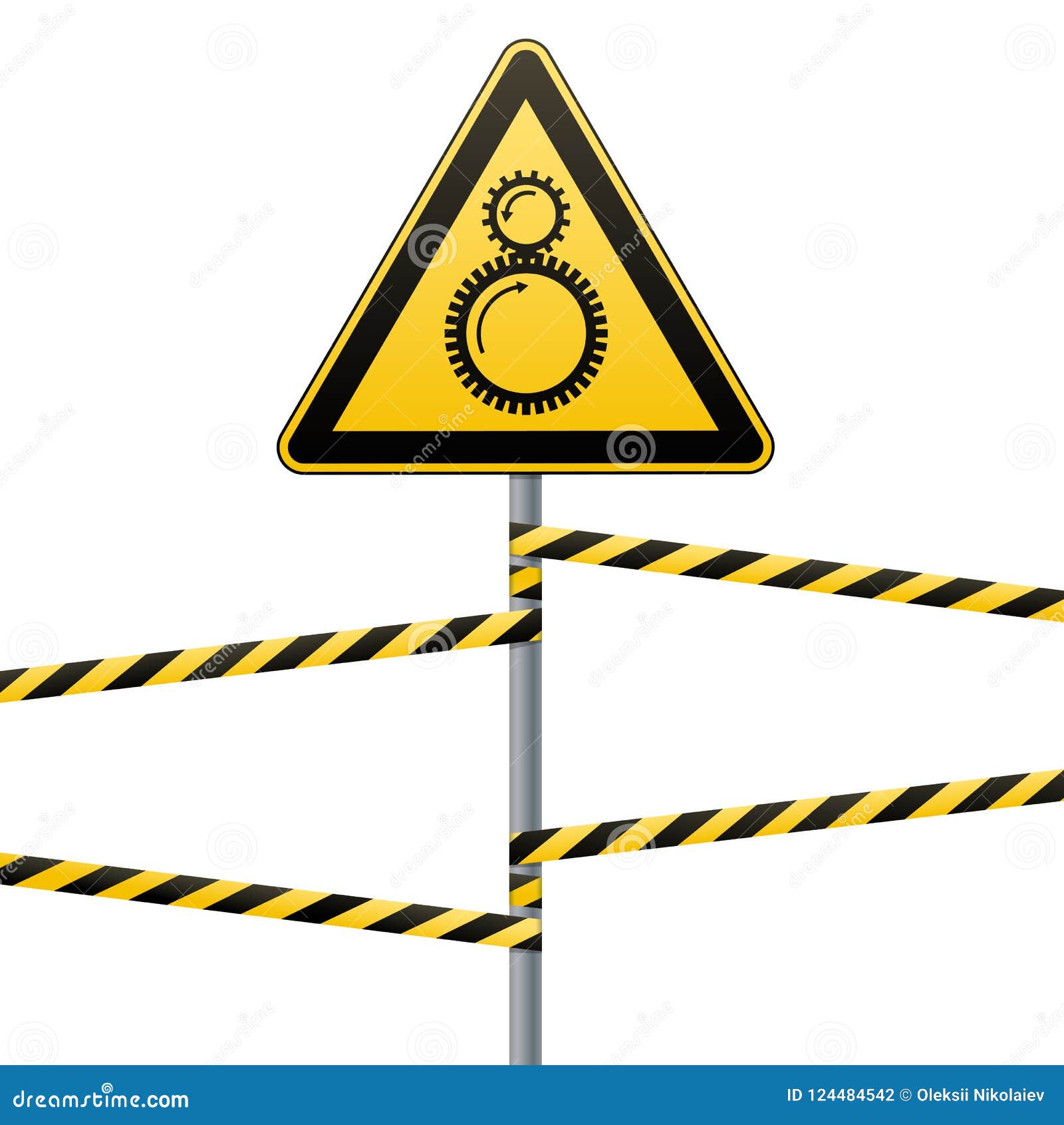 Carefully Tightening between Rotating Elements is Possible. Safety Sign ...