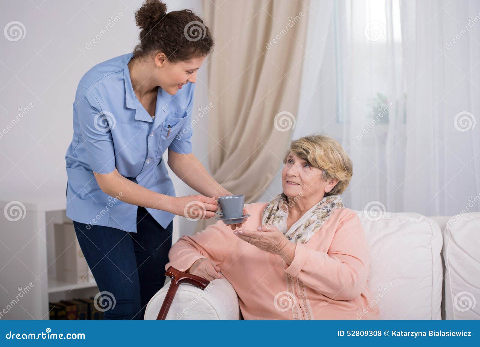 Caregiver Caring about Elder Lady Stock Photo - Image of caregiver ...