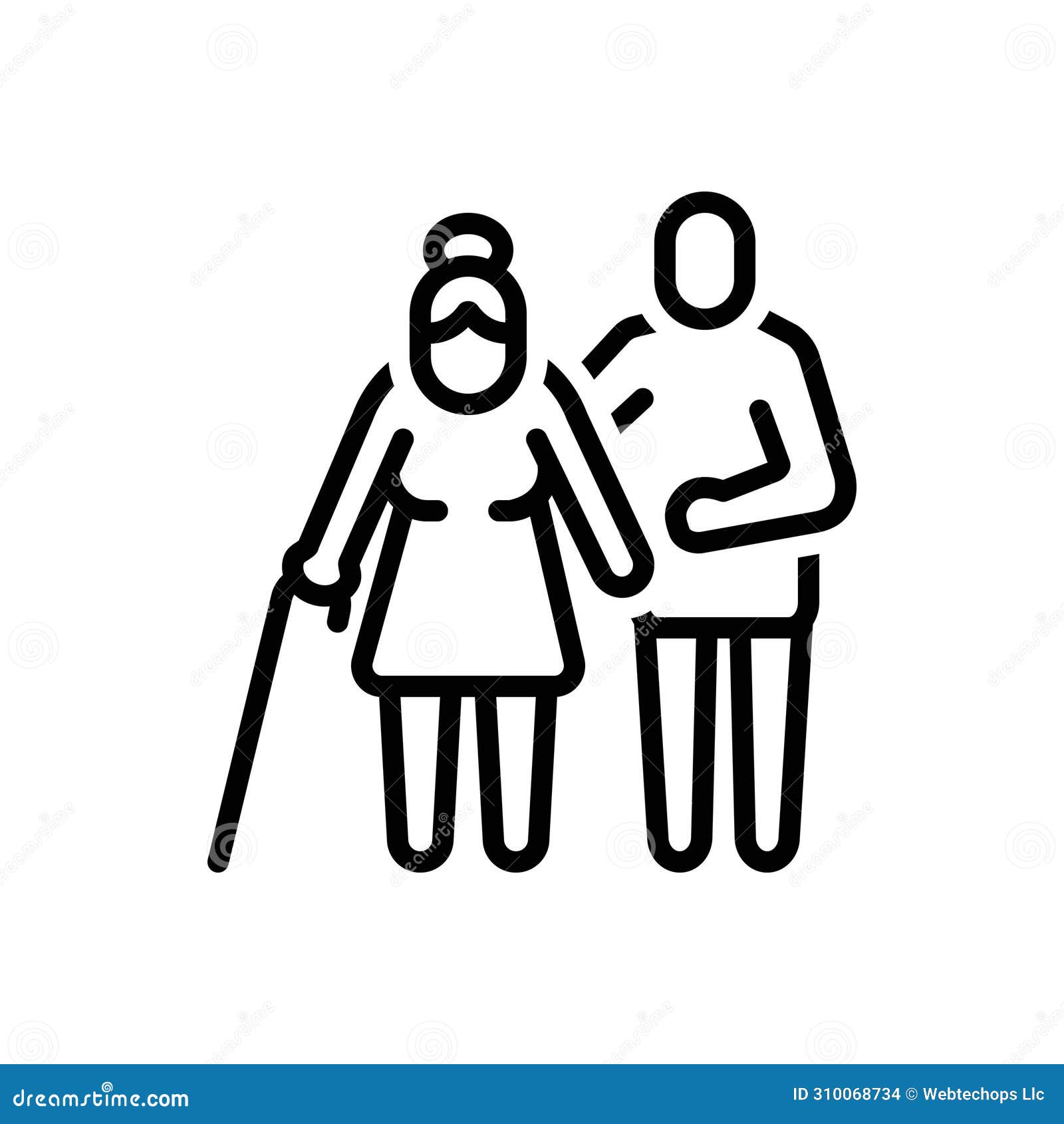 Black Line Icon for Caregiver, Caretaker and Nurse Stock Illustration ...