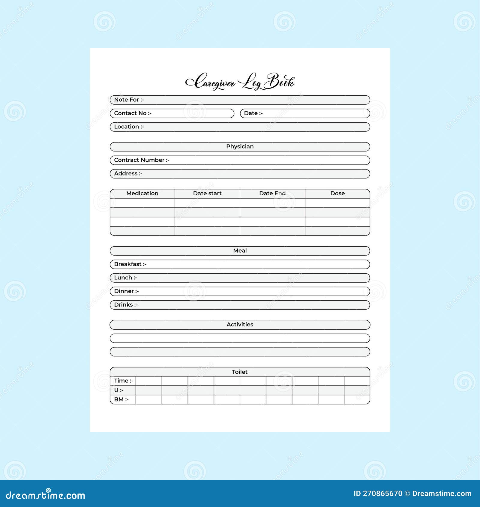 Caregiver Journal KDP Interior. Caregiver Information and Client ...