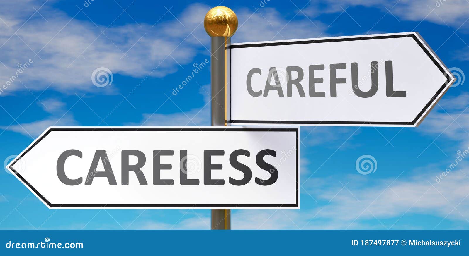 Careless Or Careful As A Choice In Life Pictured As Words Careless Careful On Doors To Show