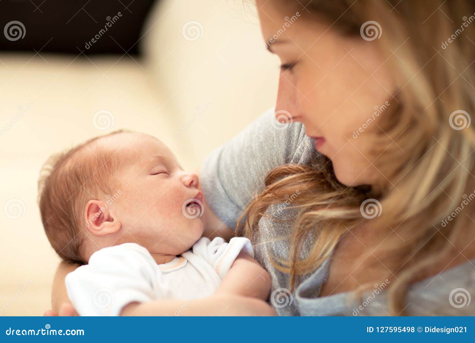 Careless Child Sleeping Tight in Her Mother Arms Stock Photo - Image of ...