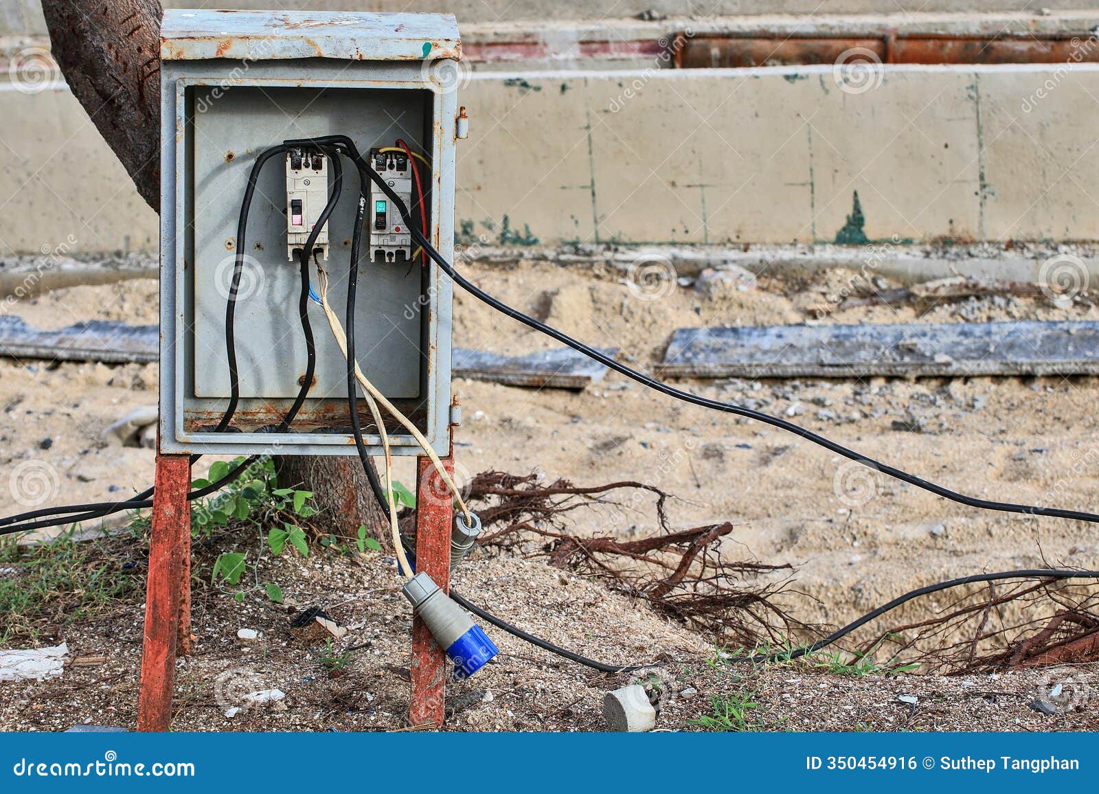 Careless Electrical Connections are Common in Construction Sites Stock ...