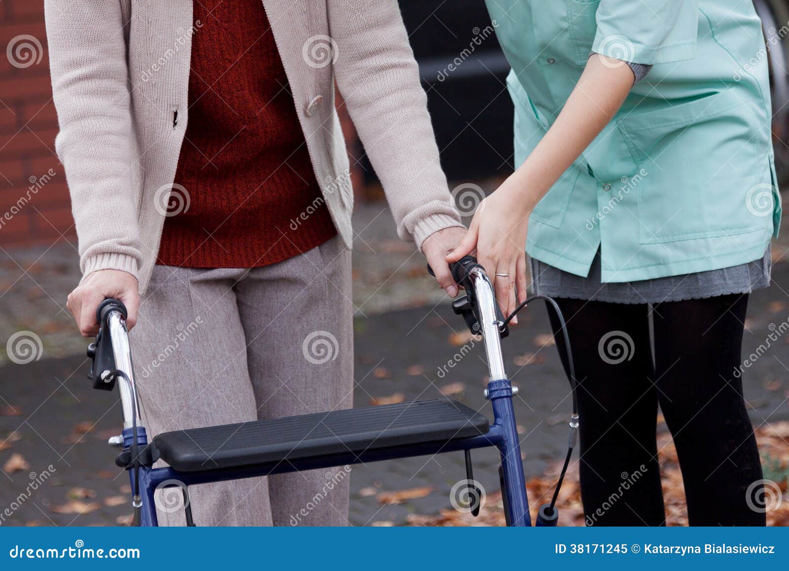 Carer Teaching Using Walker Stock Image - Image of disability, medicine ...