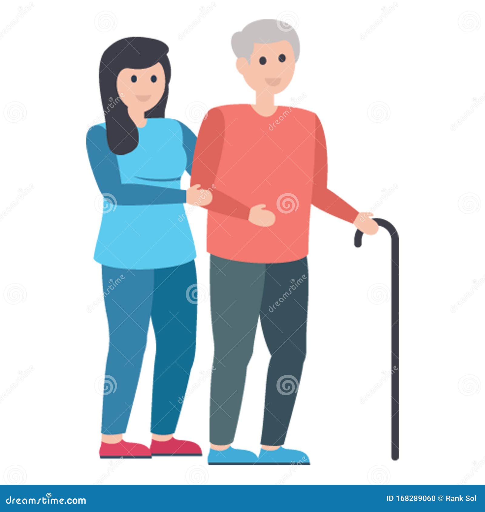 Caretaker, Elderly Vector Illustration Icon Which Can Be Easily ...