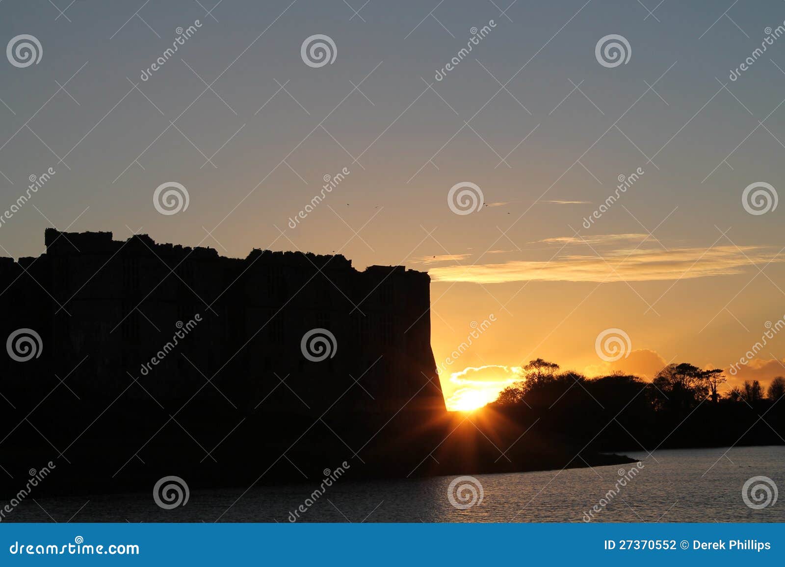 Carew Castle with Sunset stock photo. Image of blue, castle - 27370552