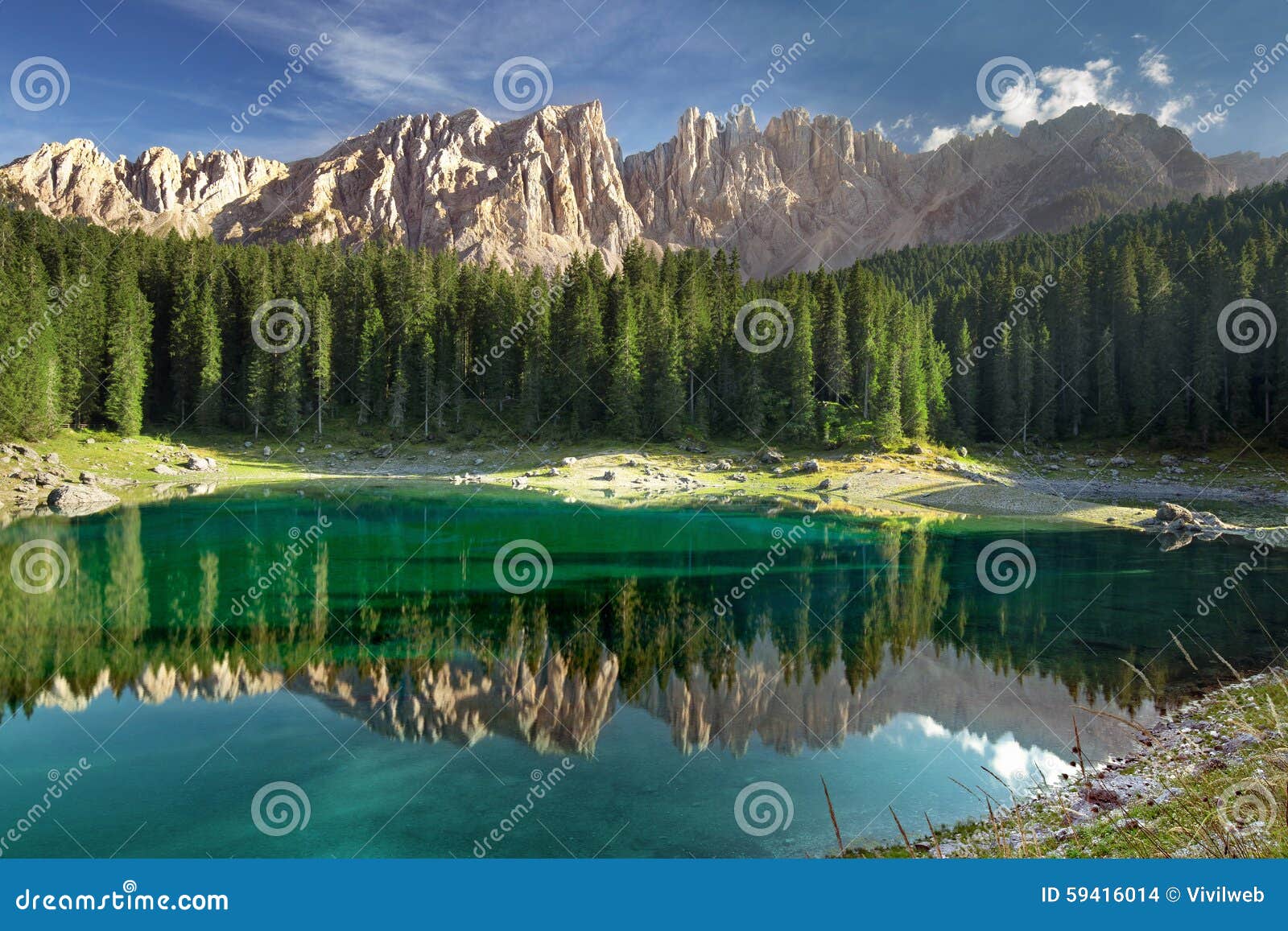 Carezza lake stock photo. Image of panorama, calm, relax - 59416014