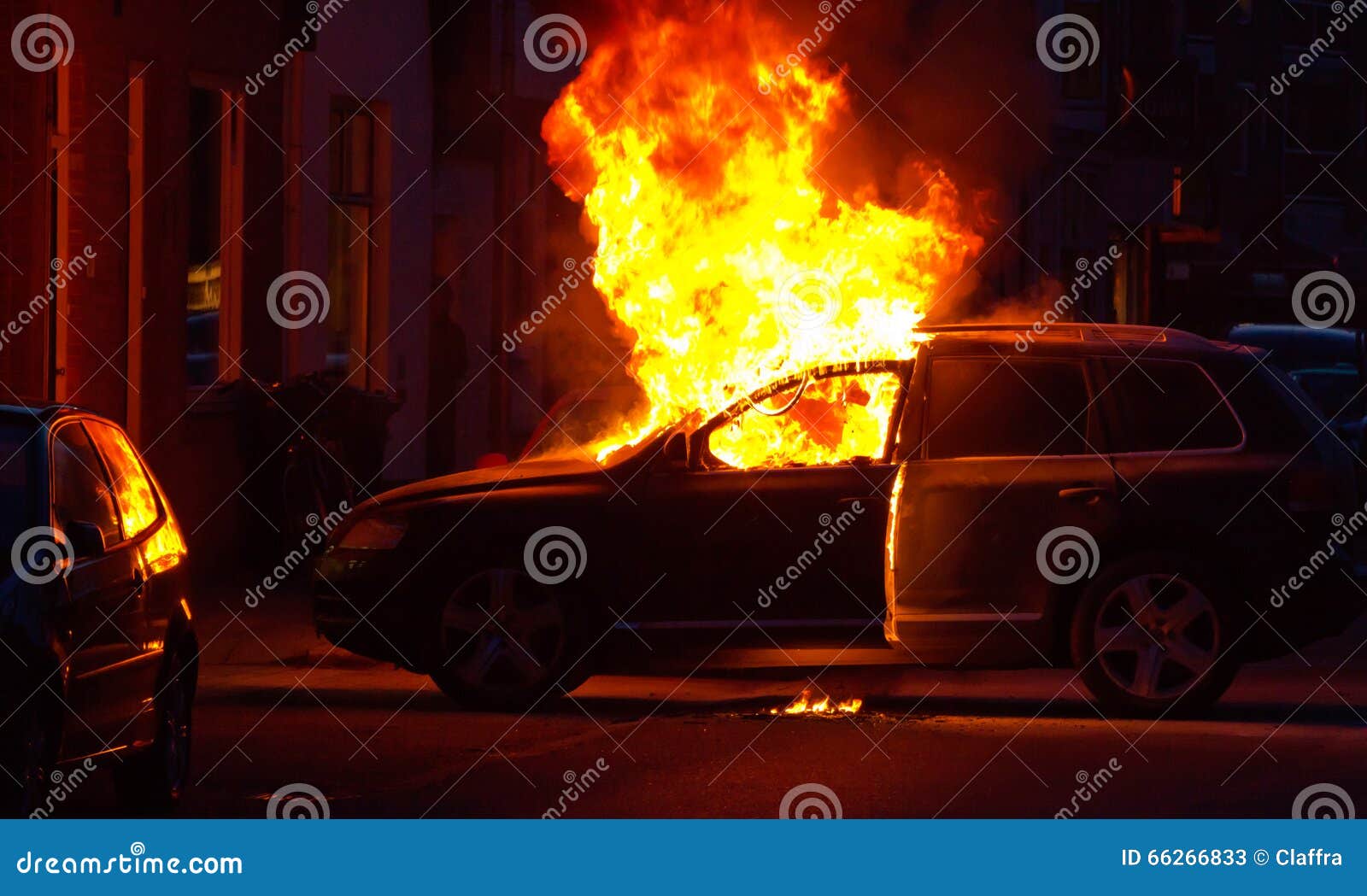 Carfire stock image. Image of damaged, flame, accident - 66266833