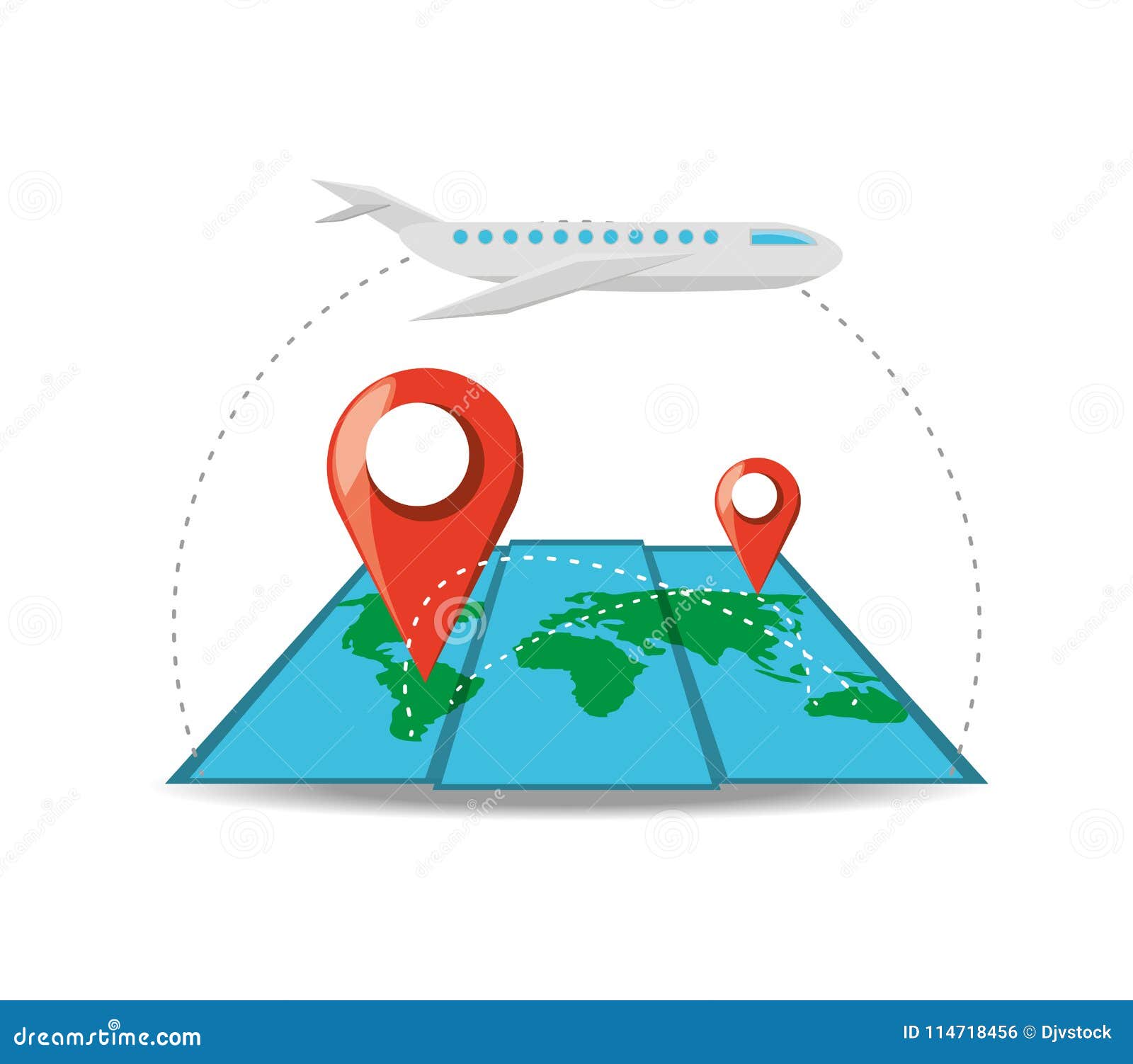 Cargo Airplane and Map with Differents Locations Stock Vector ...