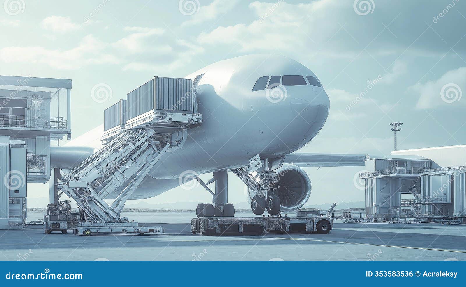 Cargo Airplane Unloading Large Containers with a Robotic Arm at a High ...