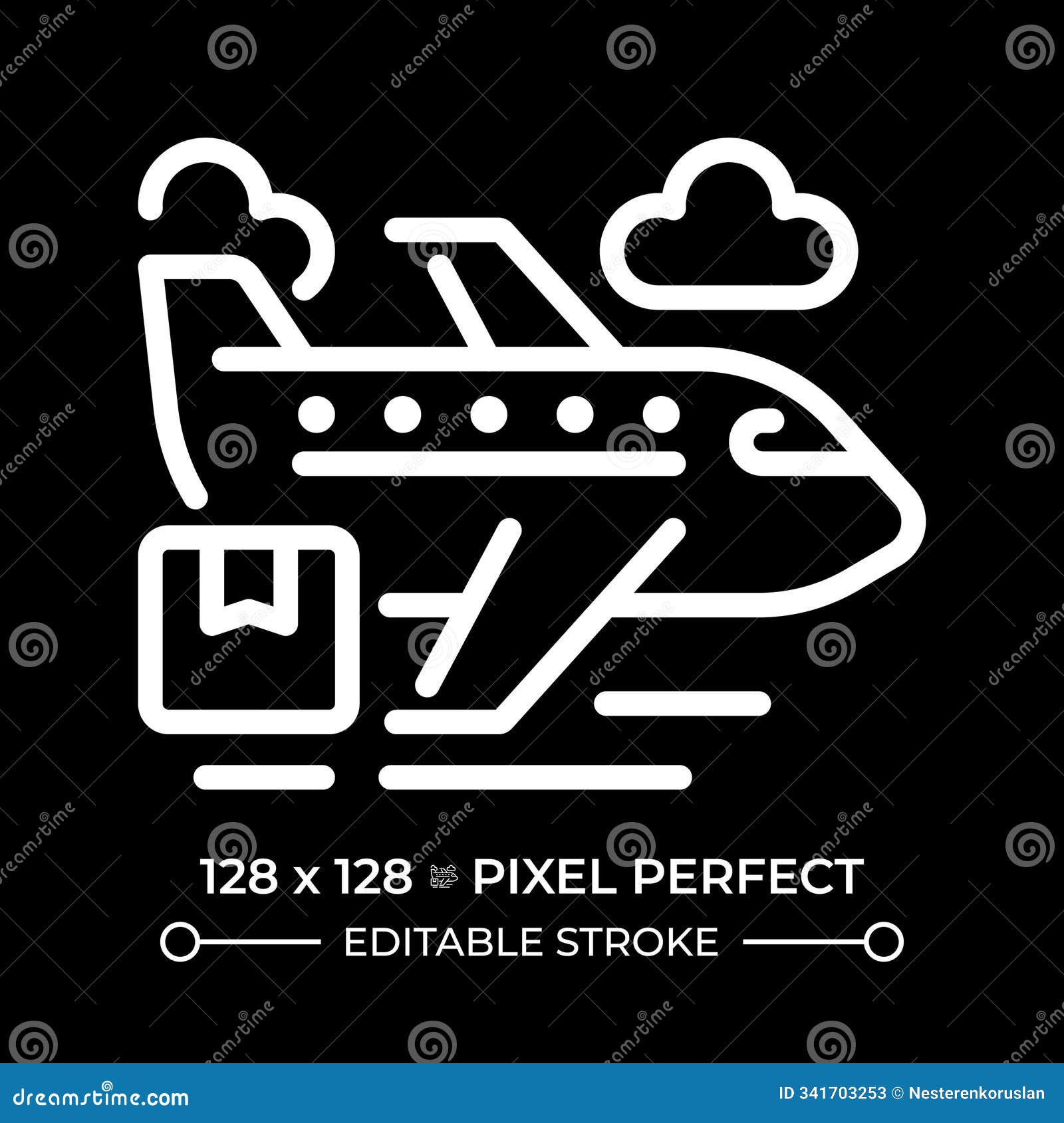 Cargo Airplane White Linear Icon for Dark Theme Stock Illustration ...